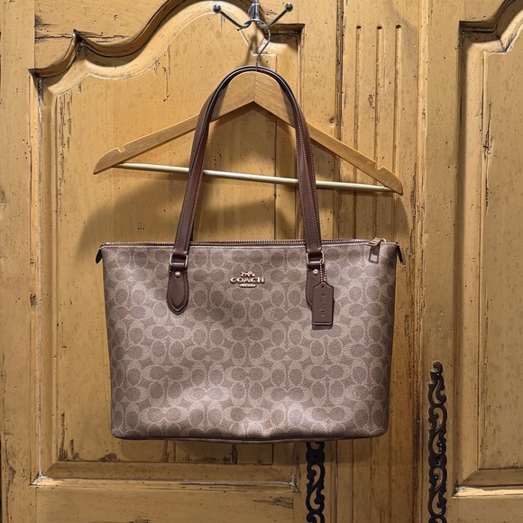 Coach | Bags | Coach Zip Top Tote Bag In Signature Canvas | Poshmark